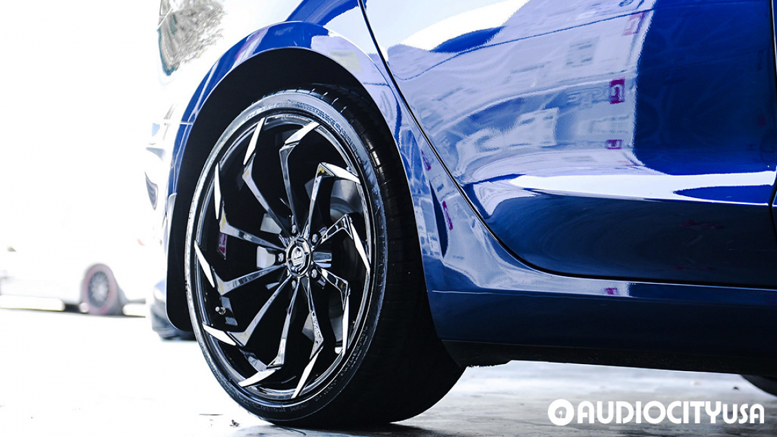 2022 Tesla Model 3 on 20" Lexani Wheels Static Gloss Black Machined ...