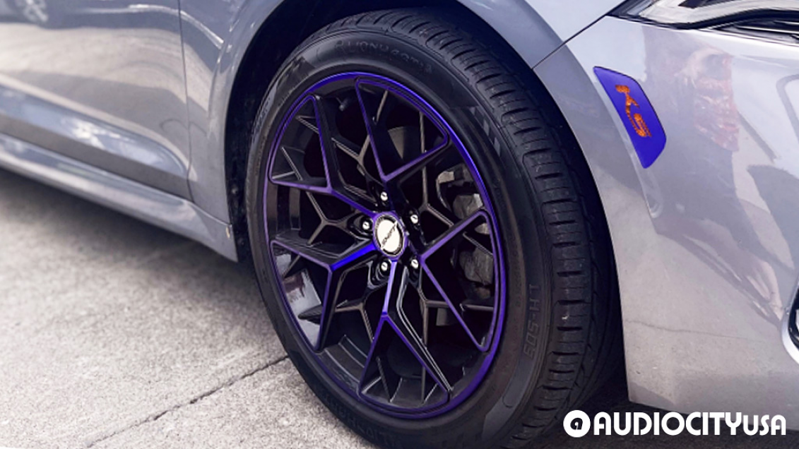 2021 KIA K5 on 18" Shift Wheels Piston Gloss Black with Purple Machined ...
