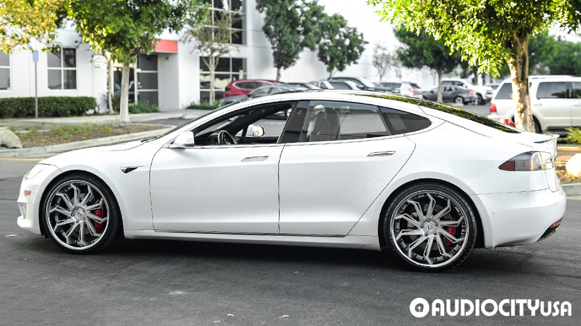 2019 Tesla Model S on 22" AZAD Wheels AZ1101 Semi Brushed with Chrome ...
