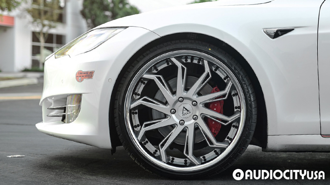 2019 Tesla Model S on 22" AZAD Wheels AZ1101 Semi Brushed with Chrome ...