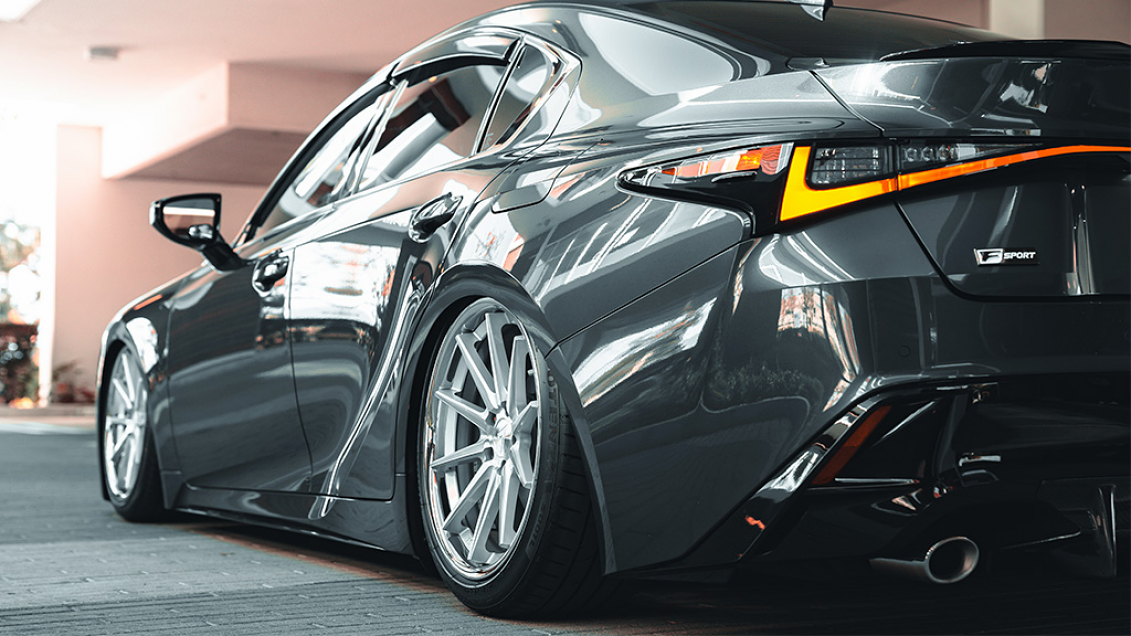 2022 Lexus IS Series on 19" Ferrada Wheels FR4 Silver Machined with ...