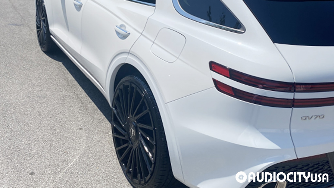 2022 Genesis GV70 on 24" Lexani Wheels Wraith-XL Gloss Black | Gallery | AudioCityUSA