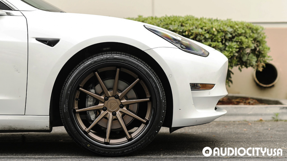 2020 Tesla Model 3 on 20" Ferrada Wheels FR4 Matte Bronze with Gloss ...