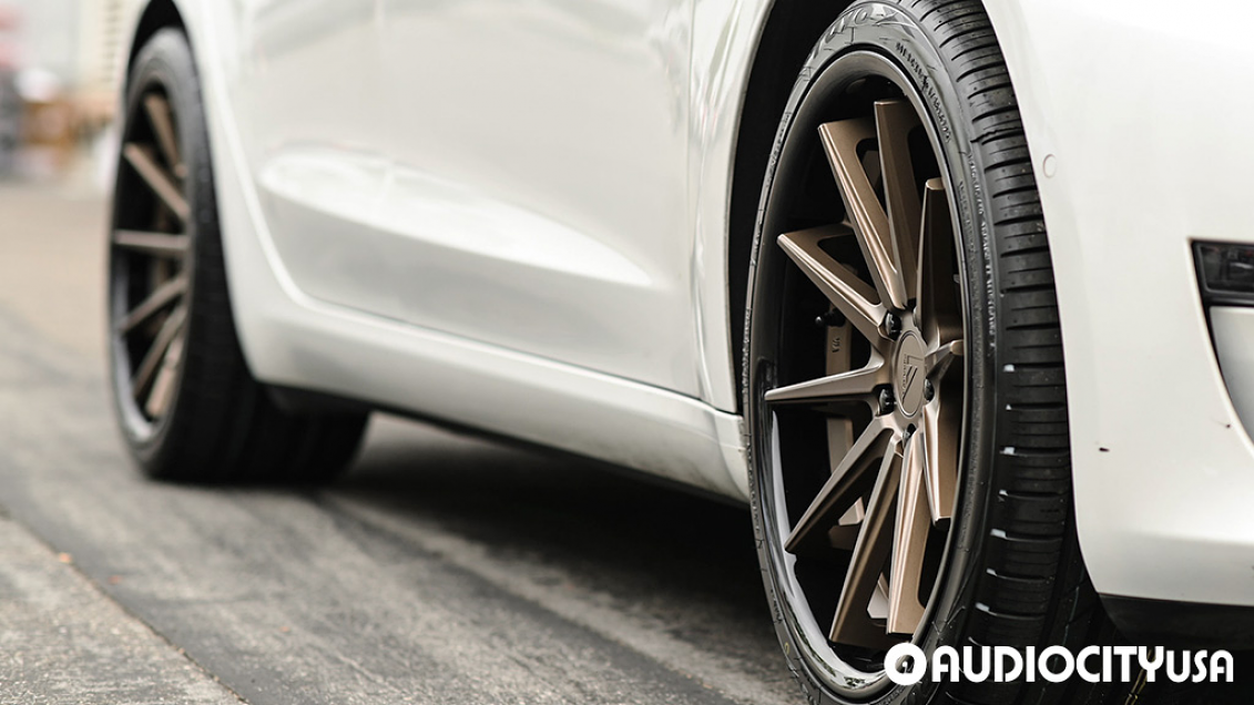 2020 Tesla Model 3 on 20" Ferrada Wheels FR4 Matte Bronze with Gloss ...