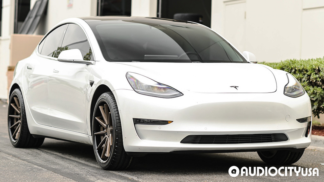 2020 Tesla Model 3 on 20" Ferrada Wheels FR4 Matte Bronze with Gloss ...
