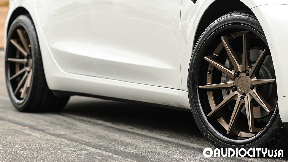 2020 Tesla Model 3 on 20" Ferrada Wheels FR4 Matte Bronze with Gloss ...