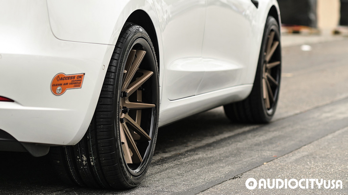 2020 Tesla Model 3 on 20" Ferrada Wheels FR4 Matte Bronze with Gloss ...