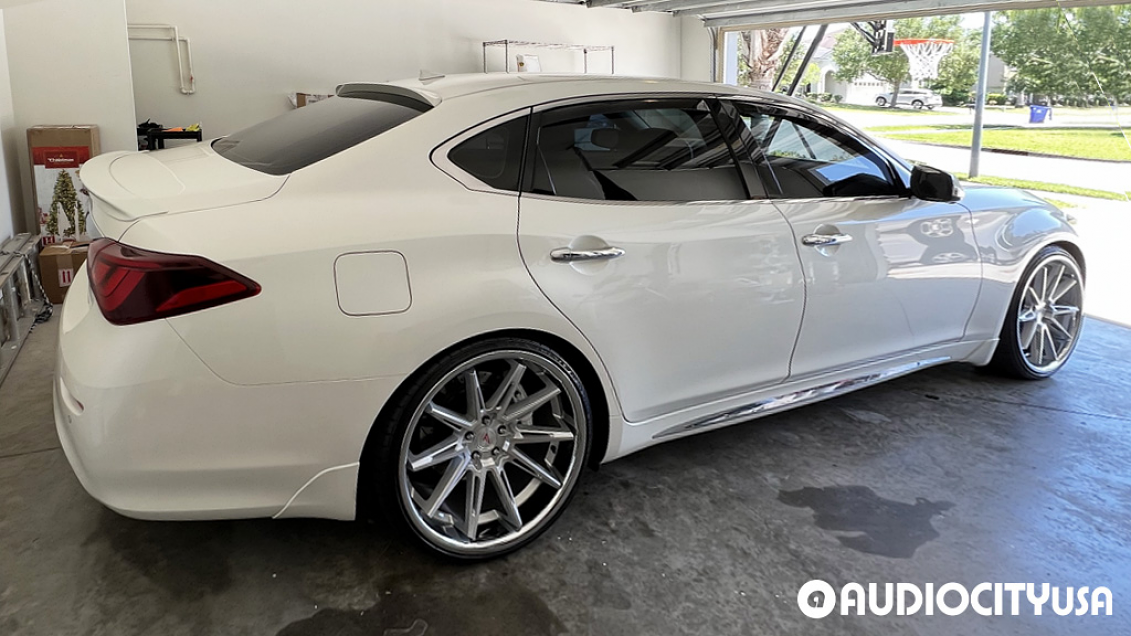 2018 Infiniti Q70 on 22" Ferrada Wheels CM2 Silver Machine with Chrome ...