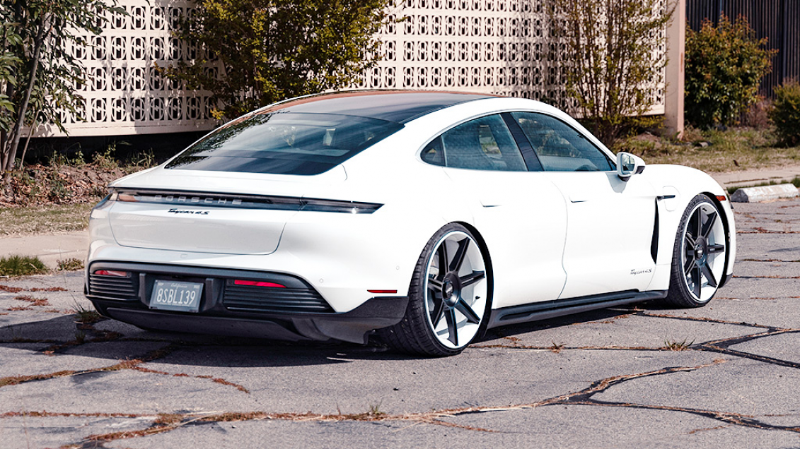 2023 Porsche Taycan on 22" Rotiform Wheels FRA Gloss White with Matte ...