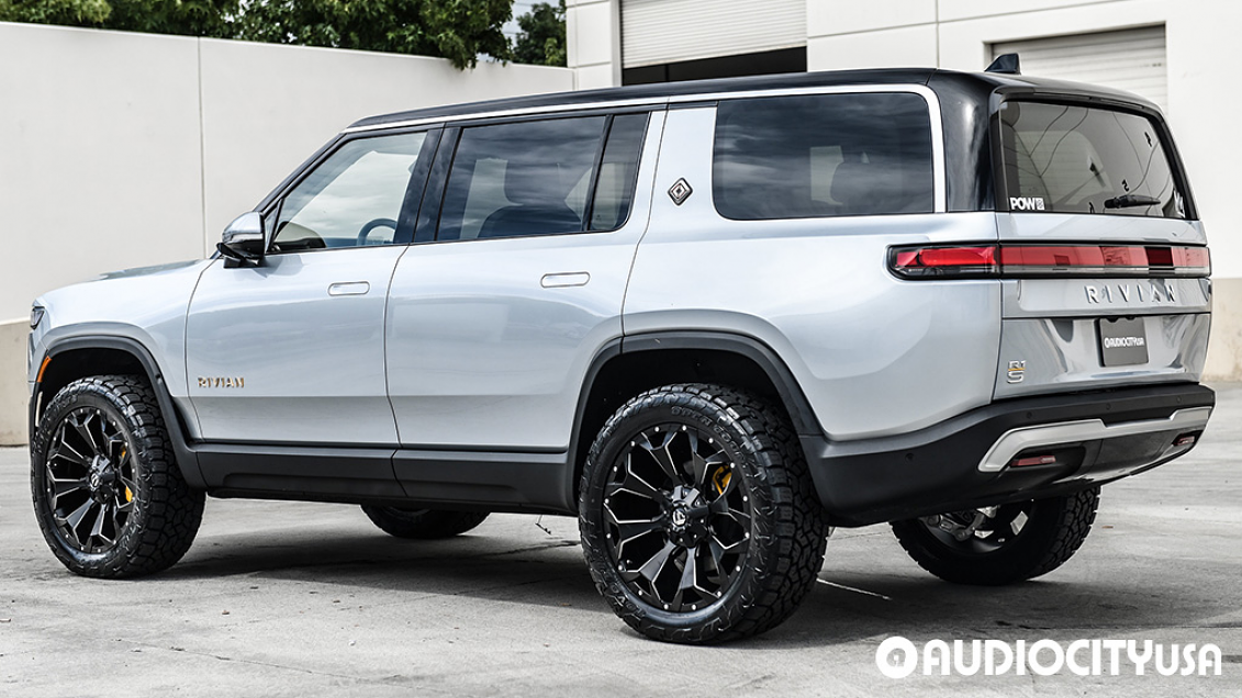 2023 Rivian R1S on 22" Fuel Off-Road Wheels D546 Assault Black Milled ...
