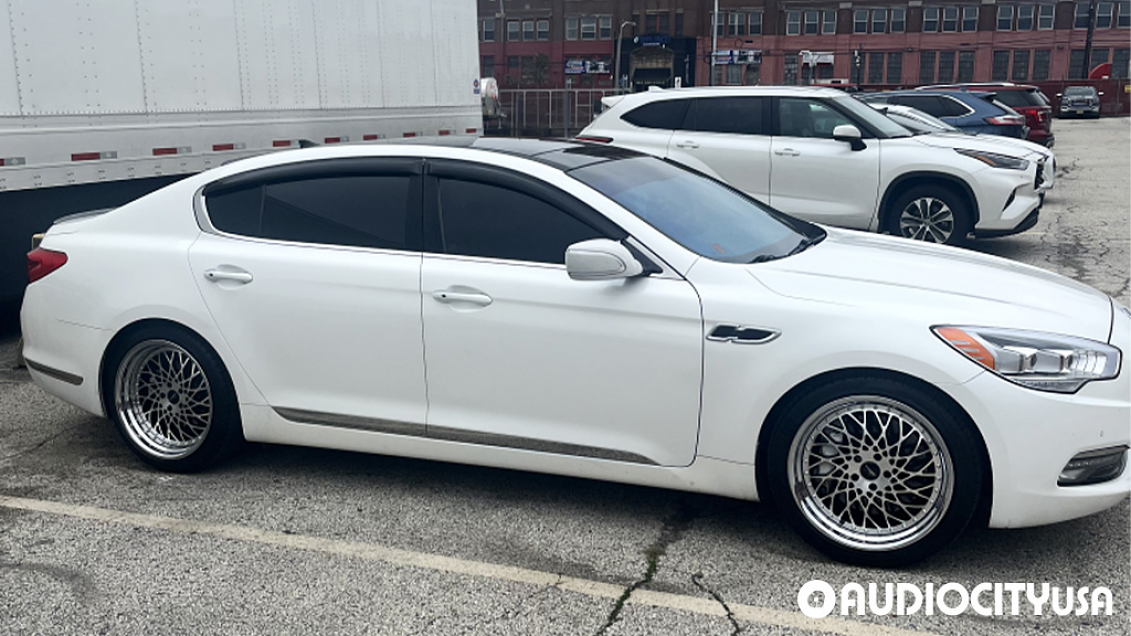 2015 KIA K900 on 20" Vertini Wheels Hellfire - Rotary Forged Black Machined with Chrome Lip ...