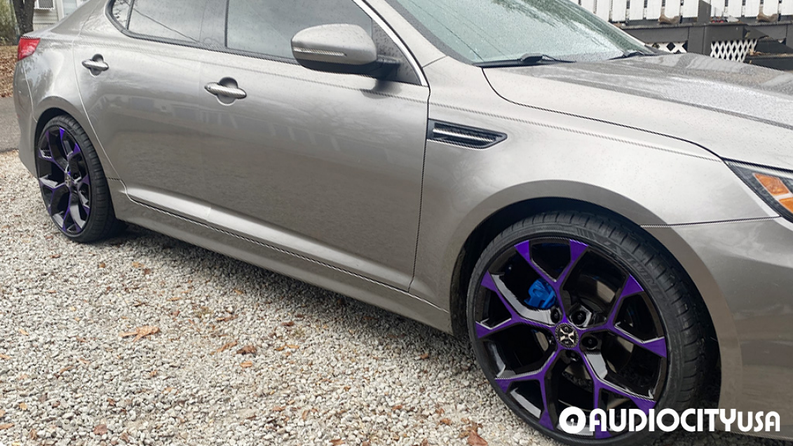 2015 KIA Optima on 20" Xcess Wheels X05 5 Flake Gloss Black with Purple ...