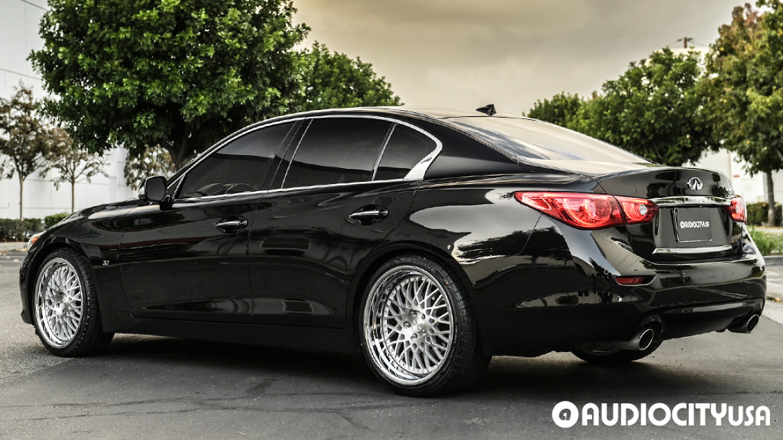 2015 Infiniti Q50 on 20" Rennen Wheels CSL5 Silver with Chrome Step Lip ...