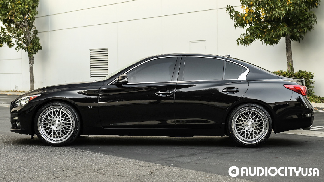 2015 Infiniti Q50 on 20" Rennen Wheels CSL5 Silver with Chrome Step Lip ...