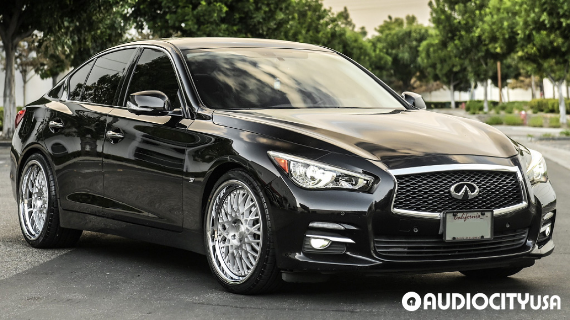 2015 Infiniti Q50 on 20" Rennen Wheels CSL5 Silver with Chrome Step Lip ...