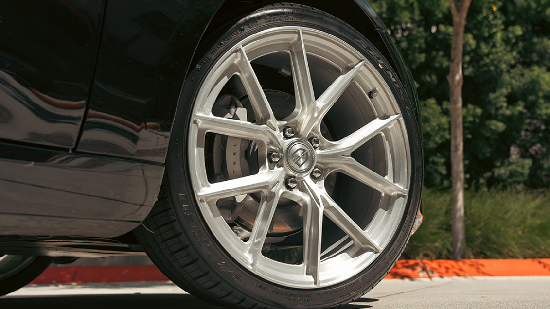 2022 Tesla Model 3 on 20" Curva Wheels CFF70 Brushed Clear Coat ...