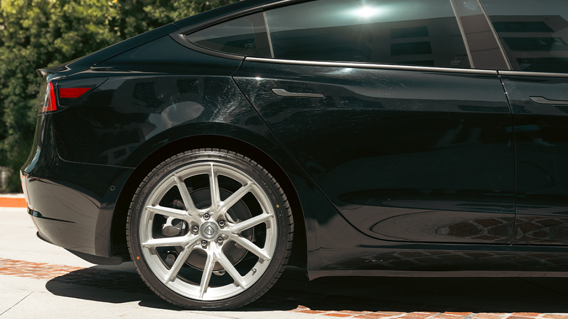 2022 Tesla Model 3 on 20" Curva Wheels CFF70 Brushed Clear Coat ...