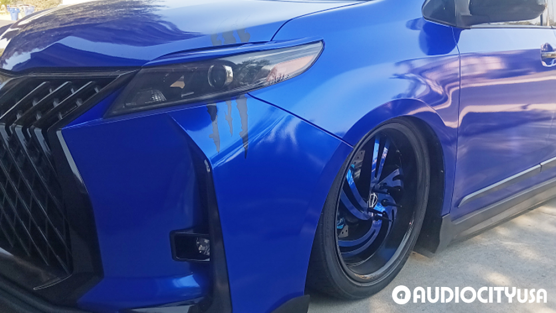 2016 Toyota Sienna on 20" Elegance Wheels Spinner Gloss Black with Candy Blue Face | Gallery ...