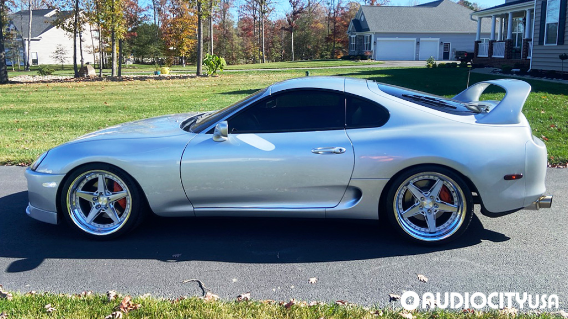 1994 Toyota Supra on 19" Rennen Wheels CSL 7 Silver with Chrome Lip ...
