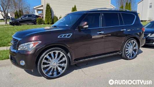 2011 Infiniti QX56 on 28" Diablo Wheels Elite Chrome with Custom White ...