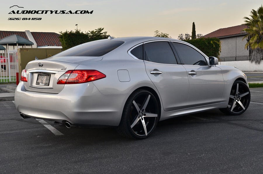 22" Lexani R Four black machine wheels on 2012 Infiniti M37 | BLG083016