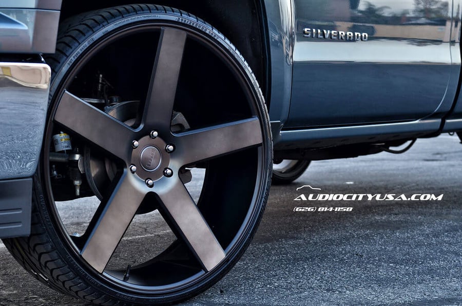 28" DUB Baller S116 Matte Black Machined with Double Tint for 2014 ...