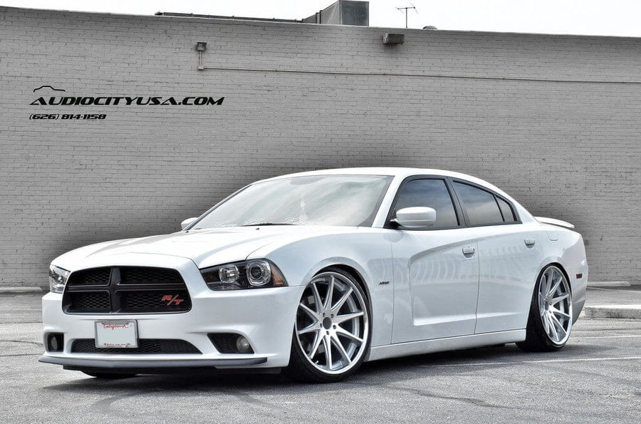 STANCED 2013 Dodge Charger RT on 22" Rohana Wheels RC-10 Silver face ...