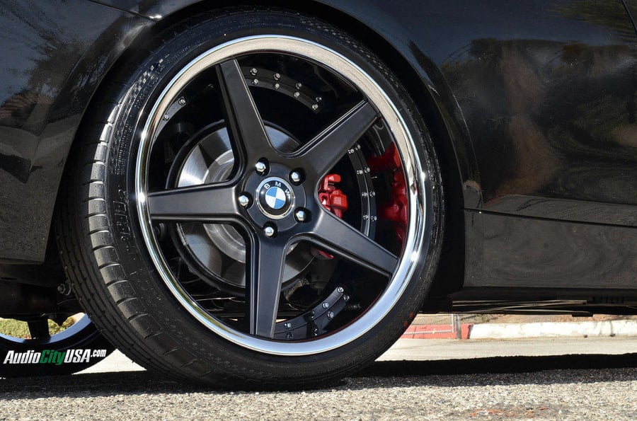 2014 BMW 428 i on 20" Azad Wheels A008 matte black face chrome lip ...