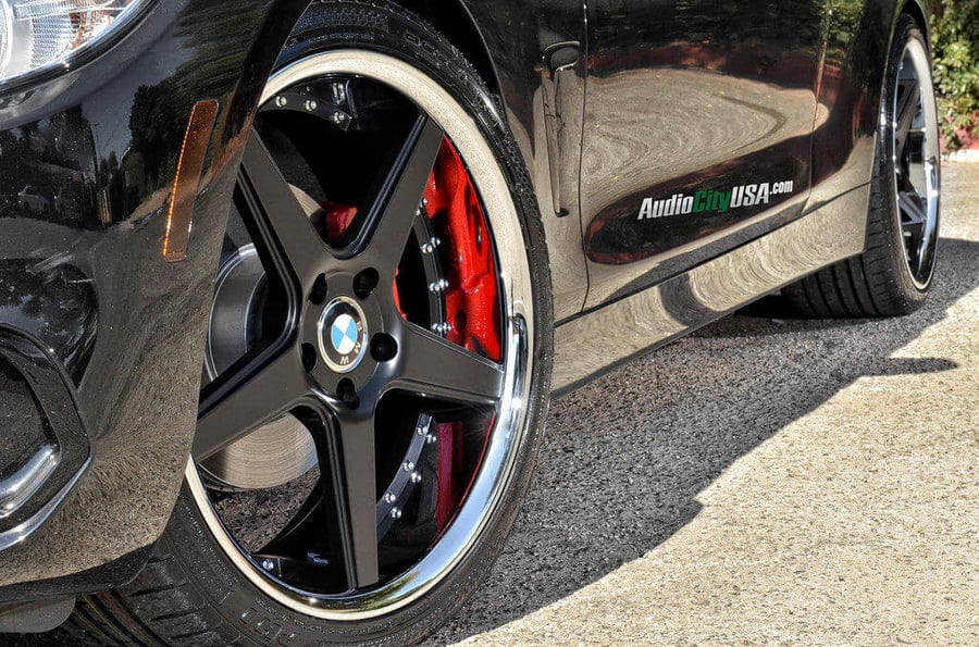2014 BMW 428 i on 20" Azad Wheels A008 matte black face chrome lip ...