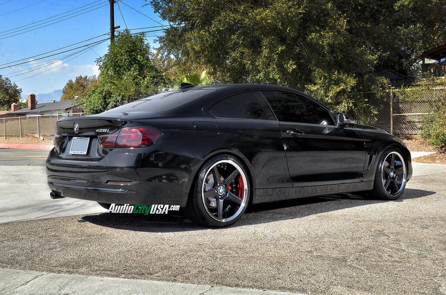 2014 BMW 428 i on 20" Azad Wheels A008 matte black face chrome lip ...