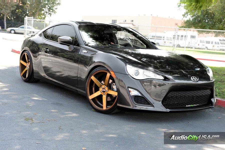 2015 Scion FR-S on 19" STR Wheels 607 Titanium Finish rims lowered on ...