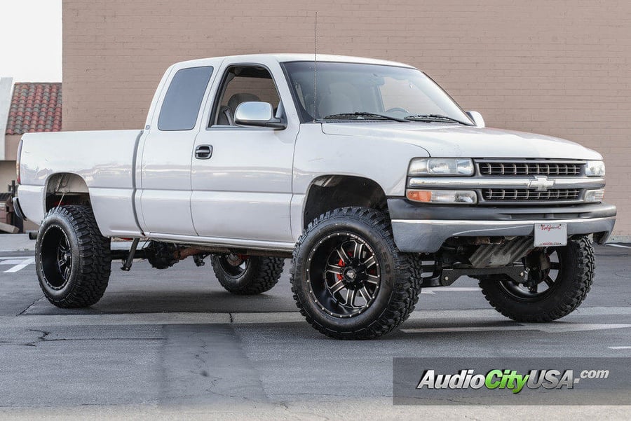 20×12 RDR RD01 Dirt Wheels black machine for 2002 Chevy Silverado 1500