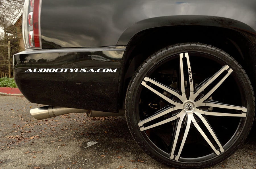 26″ Lexani Johnson Black machine Lowered 2013 GMC Denali | Lexani Tires