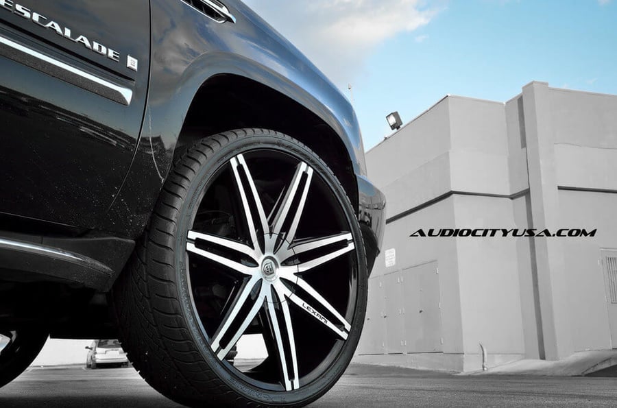 26x10 Lexani Johnson Black Machine On Cadillac Escalade | Lexani Tires
