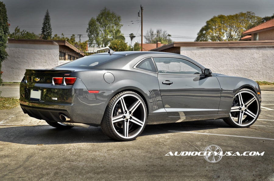 24″ IROC Wheel Black Machine Wrapped With 275-25-24 on 2012 Chevy Camaro