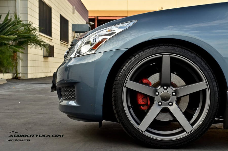 20" STR 607 matte grey DEEP CONCAVE on infiniti G37 | BLG082916
