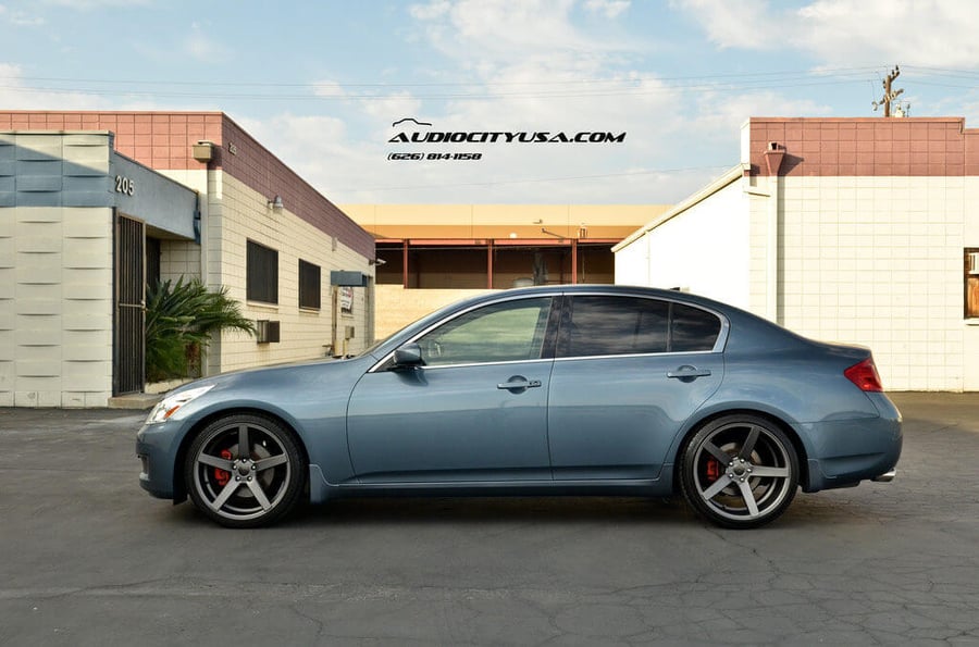 20" STR 607 matte grey DEEP CONCAVE on infiniti G37 | BLG082916