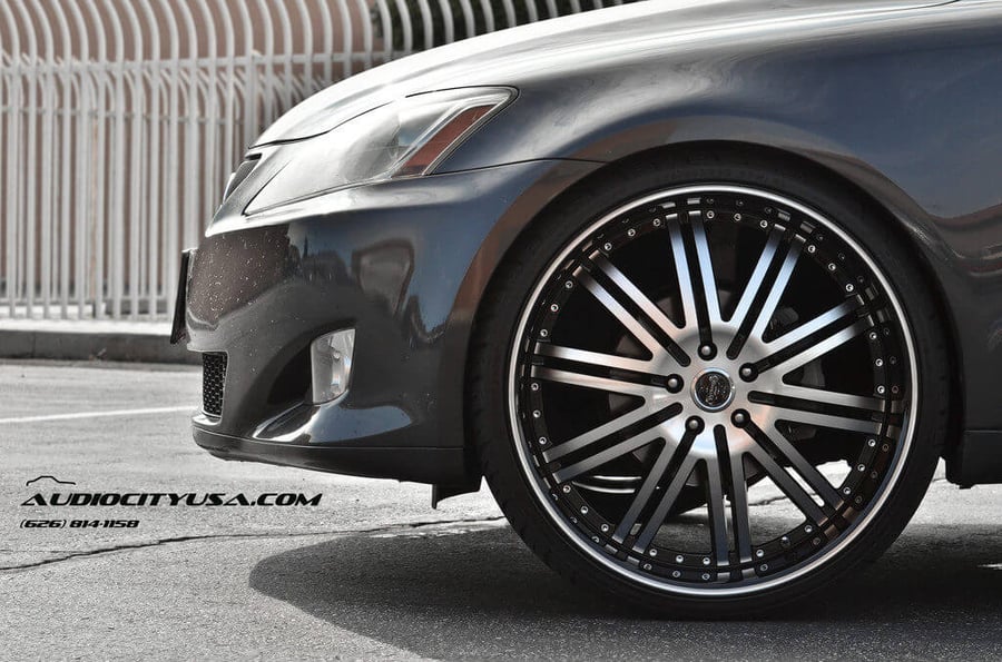 22" Versante Wheels 212 (D1) Black Machine For 2007 Lexus IS 250