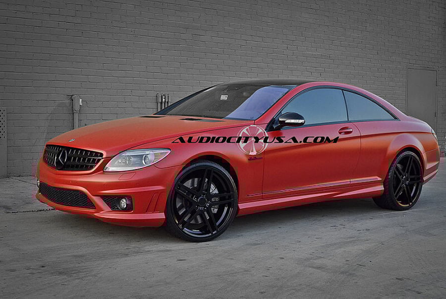 22″ RF 005 Glossy Black Staggered On Matte Red Mercedes Benz CL 63 AMG