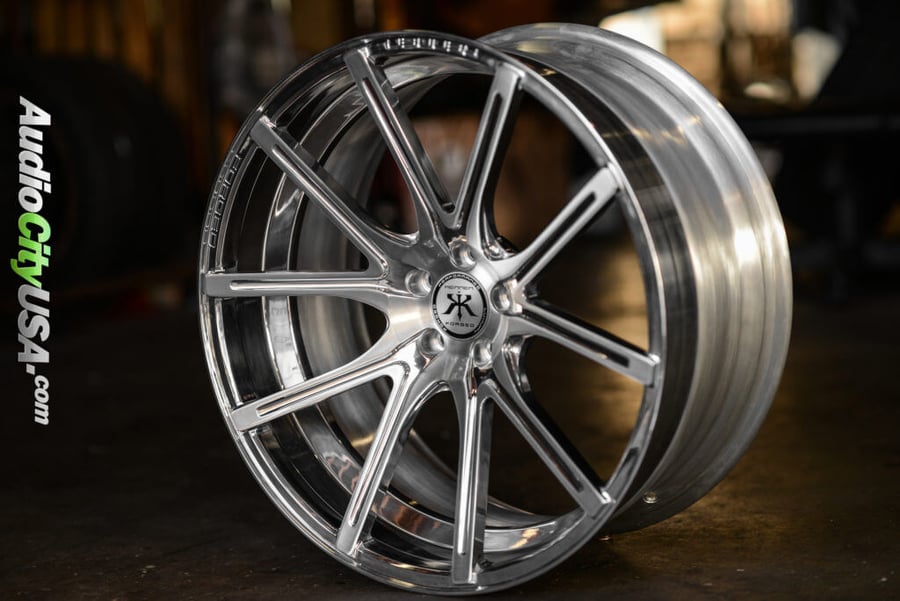 22" Rennen Forged Wheels RL-M5x Brush Face, Polish Windows Deep Concave ...