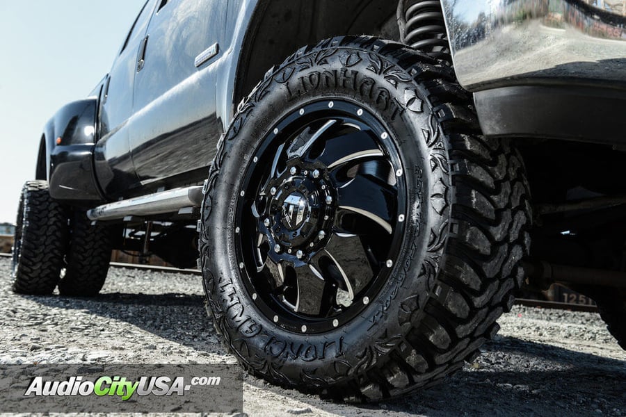 20″ Fuel Wheels D574 Cleaver Dually Gloss Black Milled Rims For Ford F ...