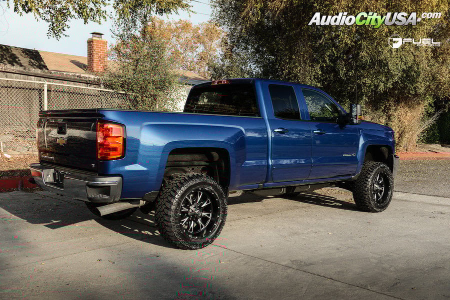20″ Fuel Wheels D513 Throttle Black Milled Off-Road Rims for 2016 Chevy ...