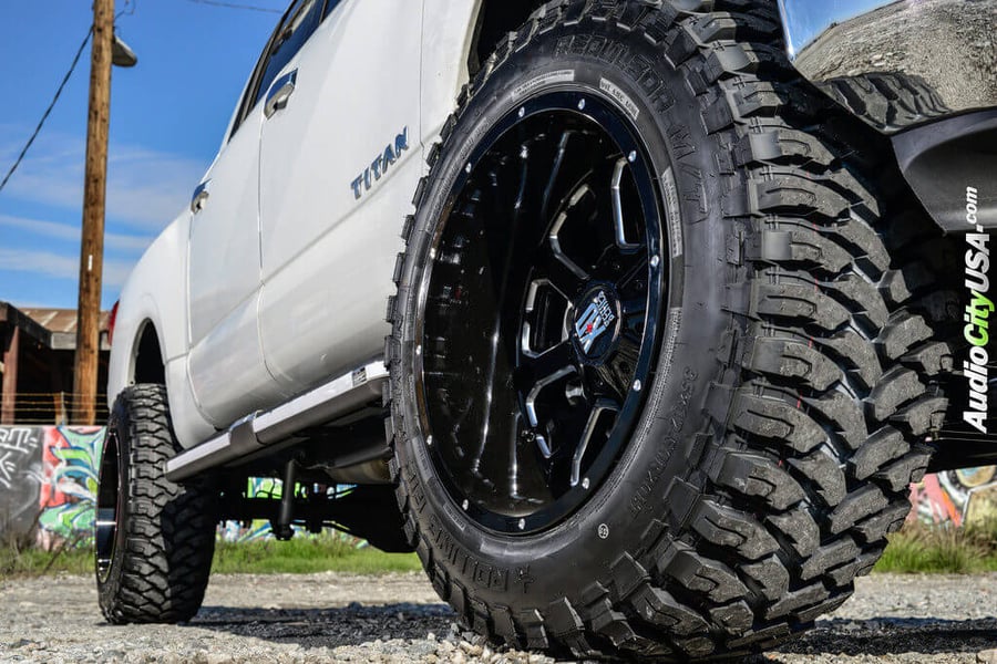 2017 Nissan Titan | 20" XD Wheels XD825 Buck25 Gloss Black Milled Rims ...