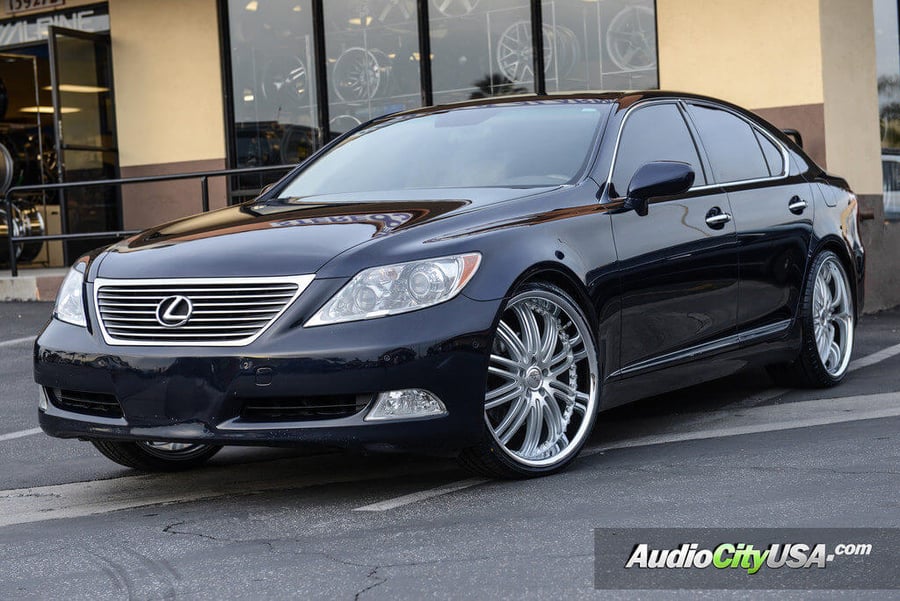 22" XIX Wheels X23 Silver Machined with SS Lip Rims for 2012 Lexus LS460
