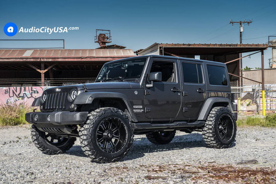 20″ Red Dirt Road Wheels RD01 Black Machined Rims for 2017 Jeep Wrangler JK