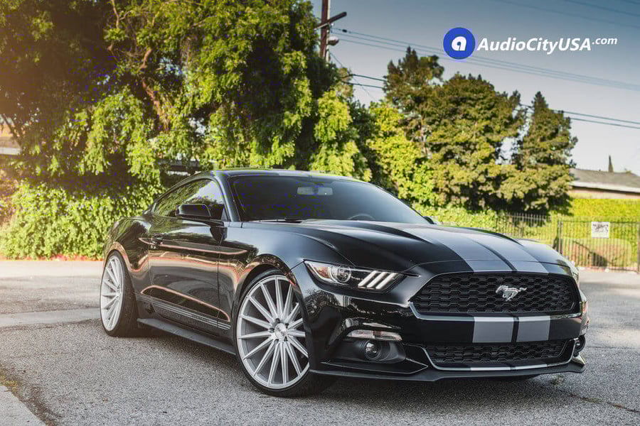 2016 Ford Mustang | 22" Azad Wheels AZ48 Silver Machined Rims | H&R ...