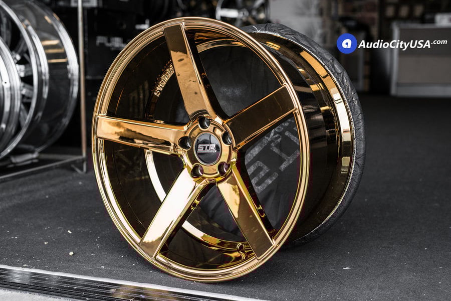20" STR Wheels 607 Gloss Gold Platted Deep Concave Rims [Limited Quantity]