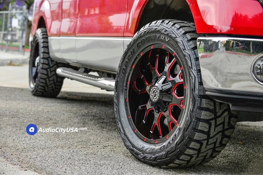 20″ Scorpion Wheels SC-19 Gloss Black with Red Accents for 2011 Ford F-150