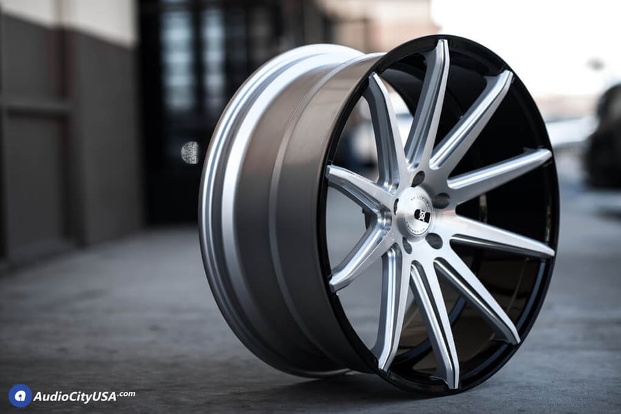 22" XO Wheels X252 Sydney Staggered Brush Silver Face Gloss Black Barrel