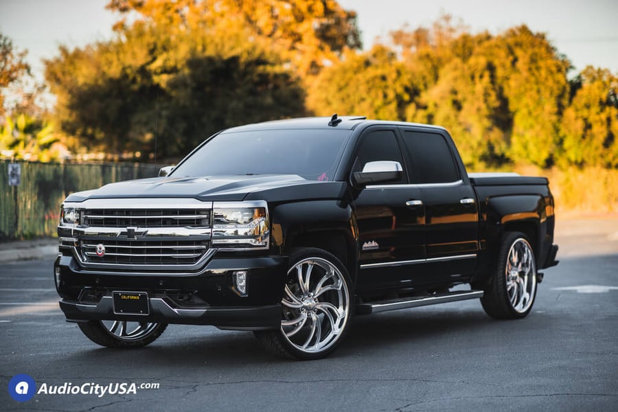 26" Intro Wheels Spyder Exposed-6 Brushed Polish Rims For 2017 Chevy ...